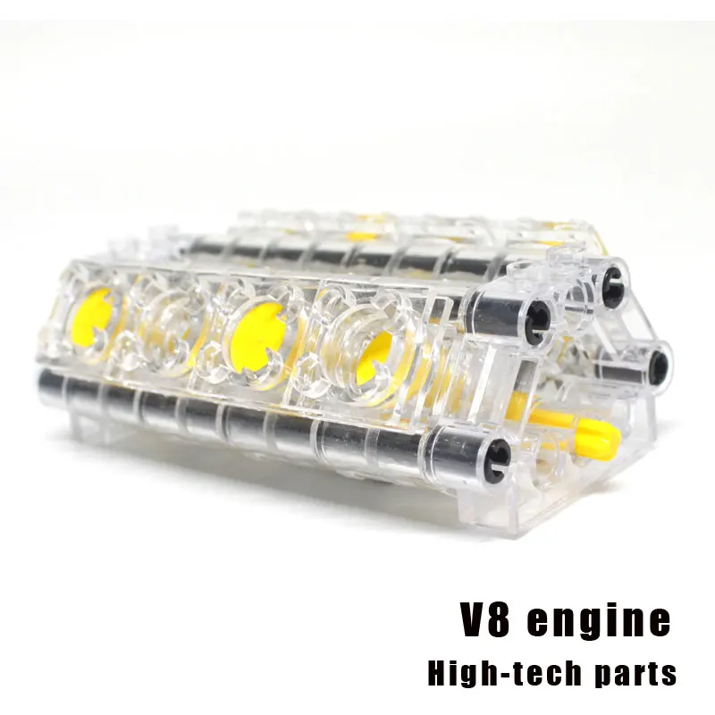 MOC-High-tech-V8-Automobile-Engine-DIY-Transparency-Air-Cylinder ...