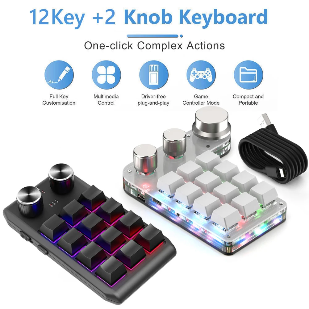 Programming-Macro-Custom-Knob-Keyboard-RGB-12-Key-Copy-Paste-Mini-Button-Photoshop-Gaming-Keypad ...