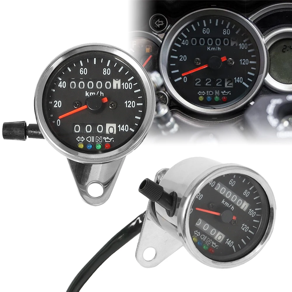 Retro-Motorcycle-LED-Backlight-Dual-Odometer-0-140KM-H-Speedometer ...