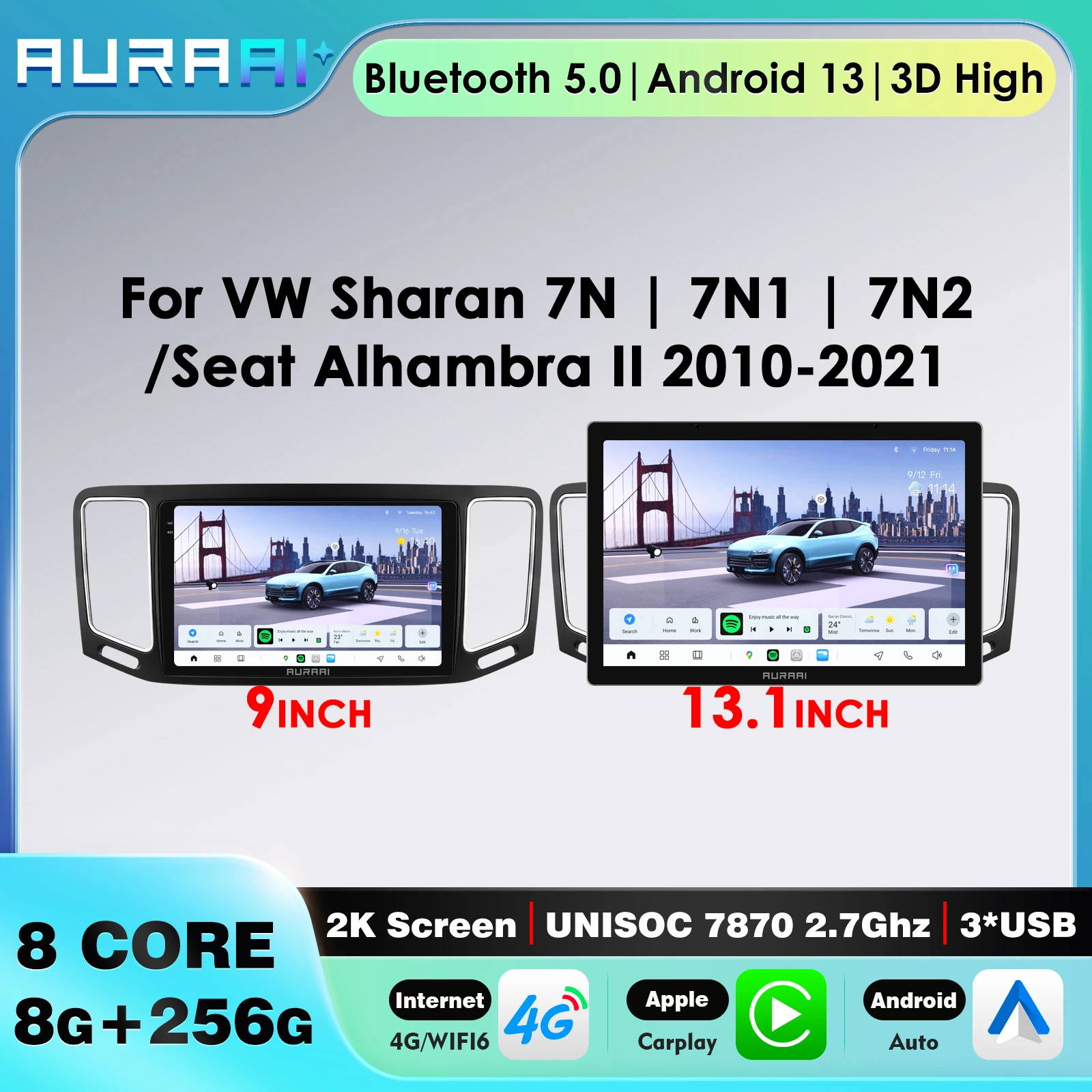 Android Auto Car Radio For VW Sharan 7N 7N1 7N2 / Seat Alhambra ll 2010 ...