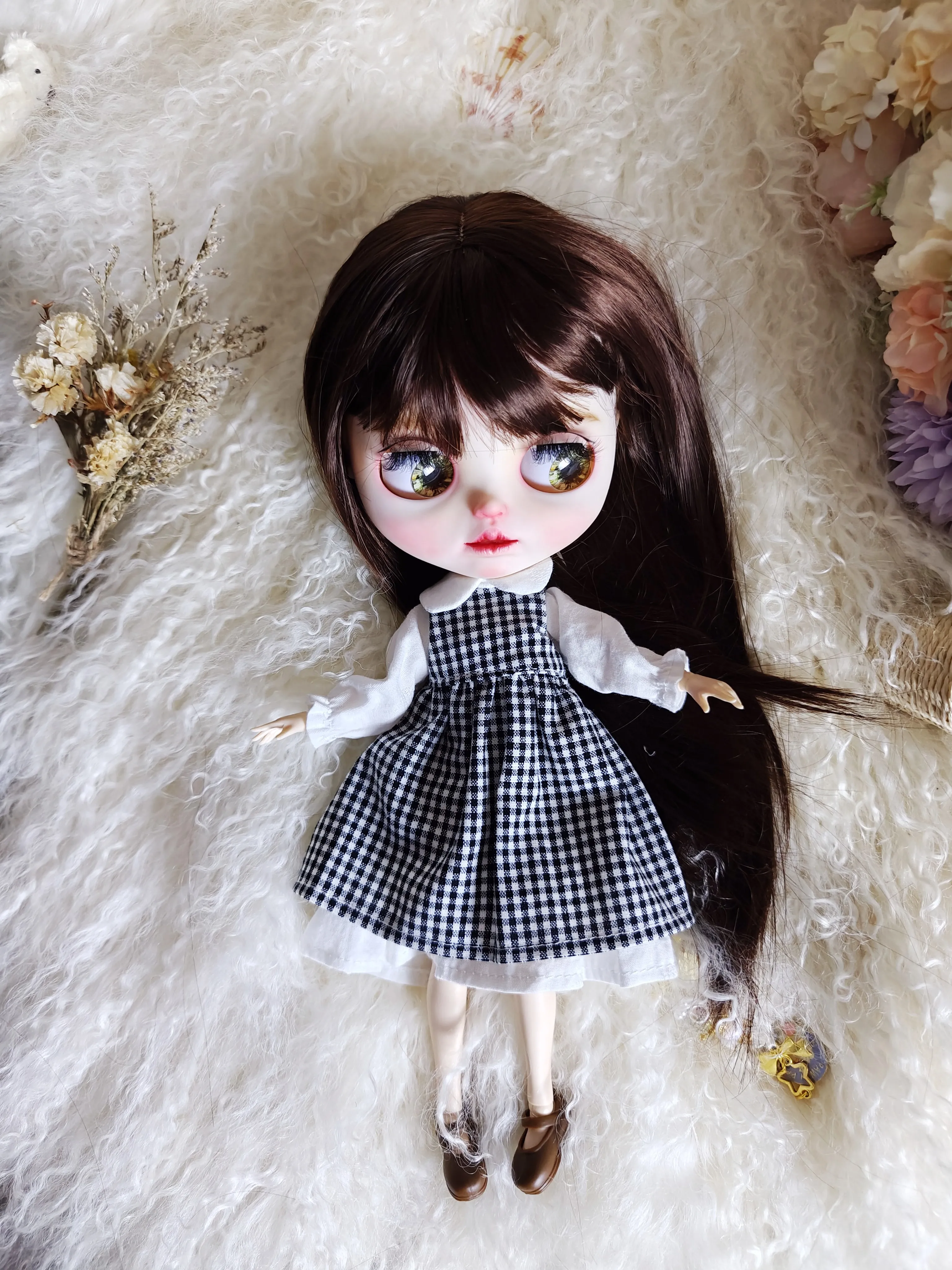 Blythe-Doll-Dress-Skirt-Plaid-Skirt-2-Piece-Set-19-Joint-Body-Doll ...