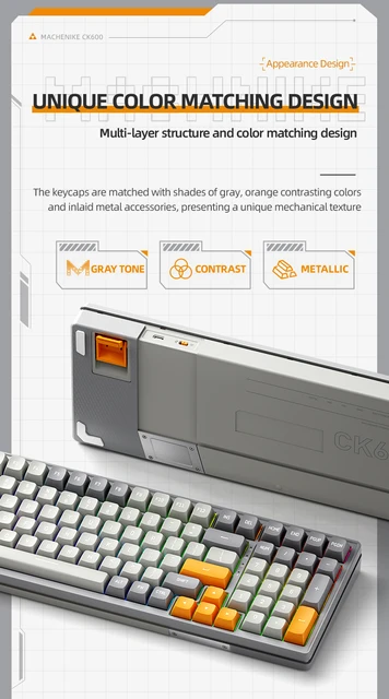 Mechanical Keyboard Machenike CK600 100 Keys Hot-Swap RGB, 46% OFF