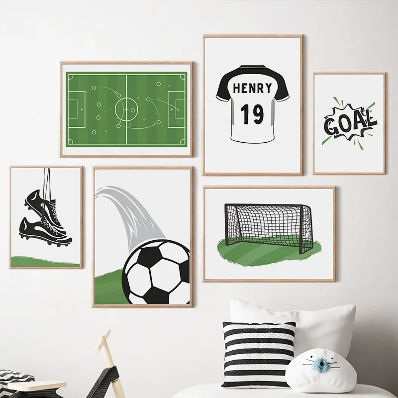 Custom-Name-Football-Jersey-Boy-Goal-Soccer-Wall-Art-Canvas-Painting ...