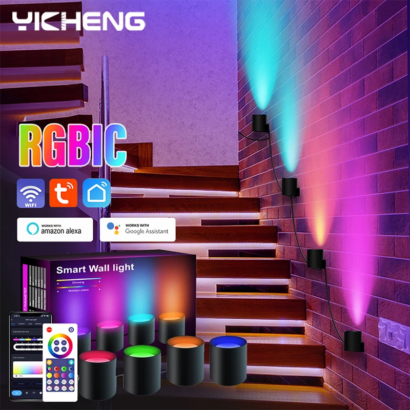 RGBIC-Applique-Murale-Intelligente-TUYA-LED-Projecteur-Synchronisation ...