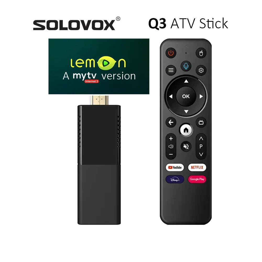 SOLOVOX ATV Q3 Android 10 TV Stick Lemon Mytvonline Internet 2G 16G ...