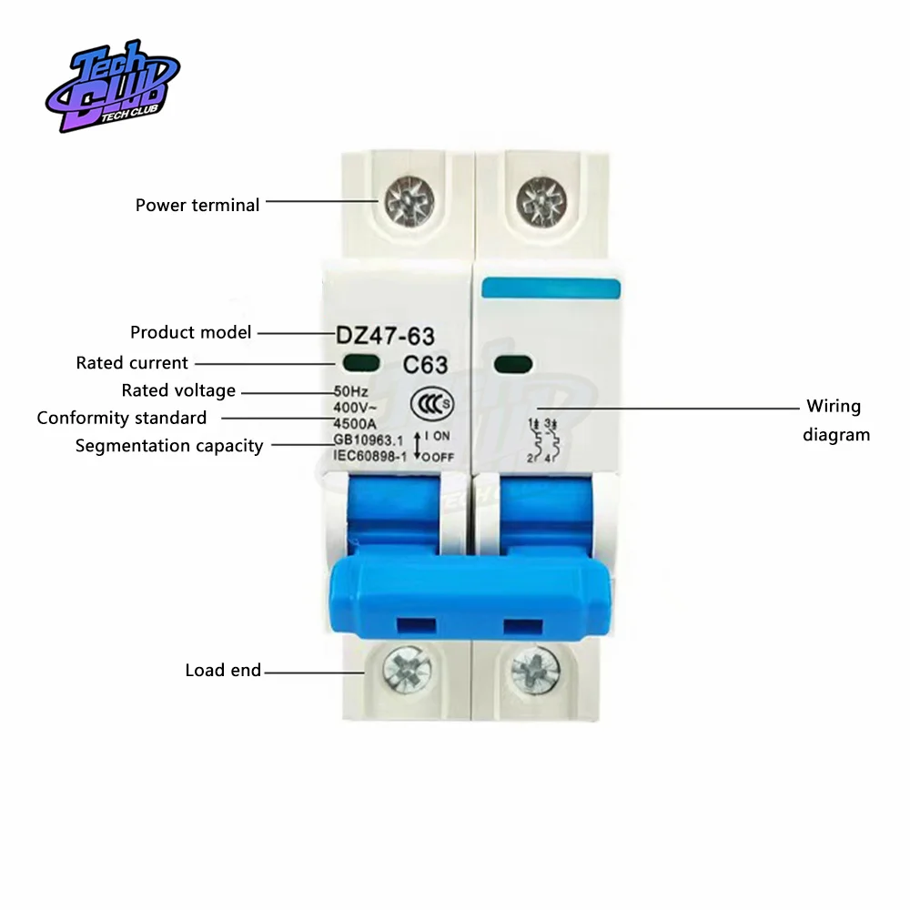 2P AC400V Solar Mini Circuit Breaker 6A 10A 16A 20A 25A 32A 40A 50A 63A ...