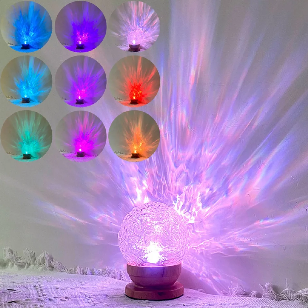 LED Wave Crystal Desk Lamp Water Ripple RGB 3/16 Colors Night Lights ...