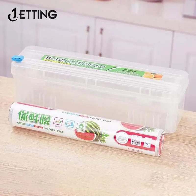 Household Reusable Food Plastic Wrap Dispenser With Cutter Adjustable ...