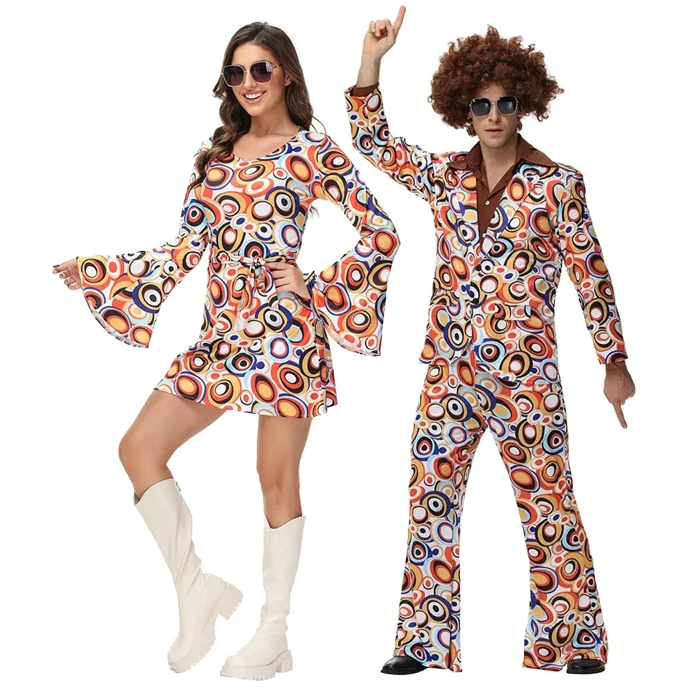 Masculino feminino retro 70s 80s hippie traje festa discoteca casais ...