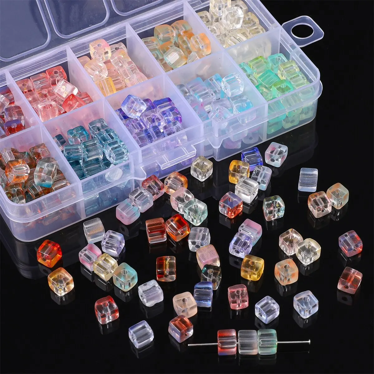 About-250pcs-Glass-Square-Bead-Set-Box-Material-Pack-DIY-Handmade ...