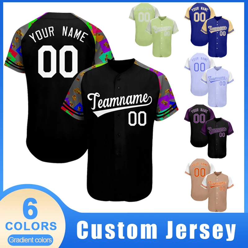 Custom Baseball Jersey 6 Colors Personalized Baseball Shirts Sports ...