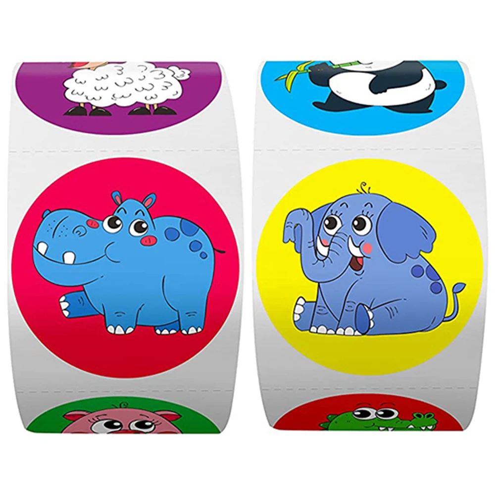 Cartoon-Panda-Monkey-Animals-Sticker-Roll-100-500Pcs-Kids-Reward ...