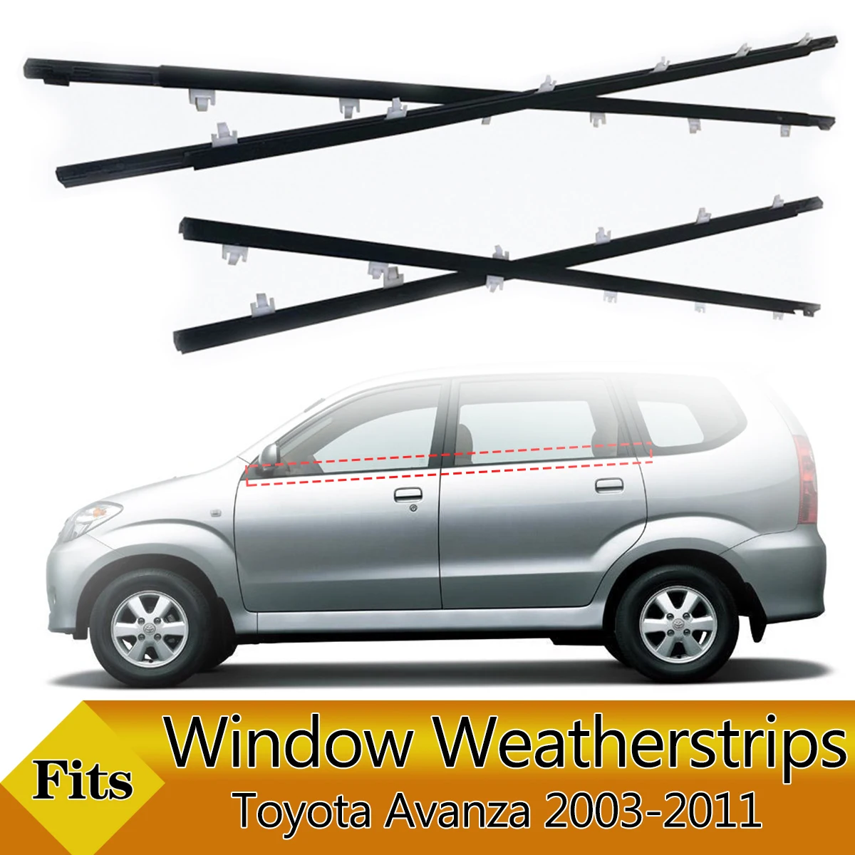 4PCS Car Outer Windows Rubber Weatherstrip Waterproof Pressure Strip ...