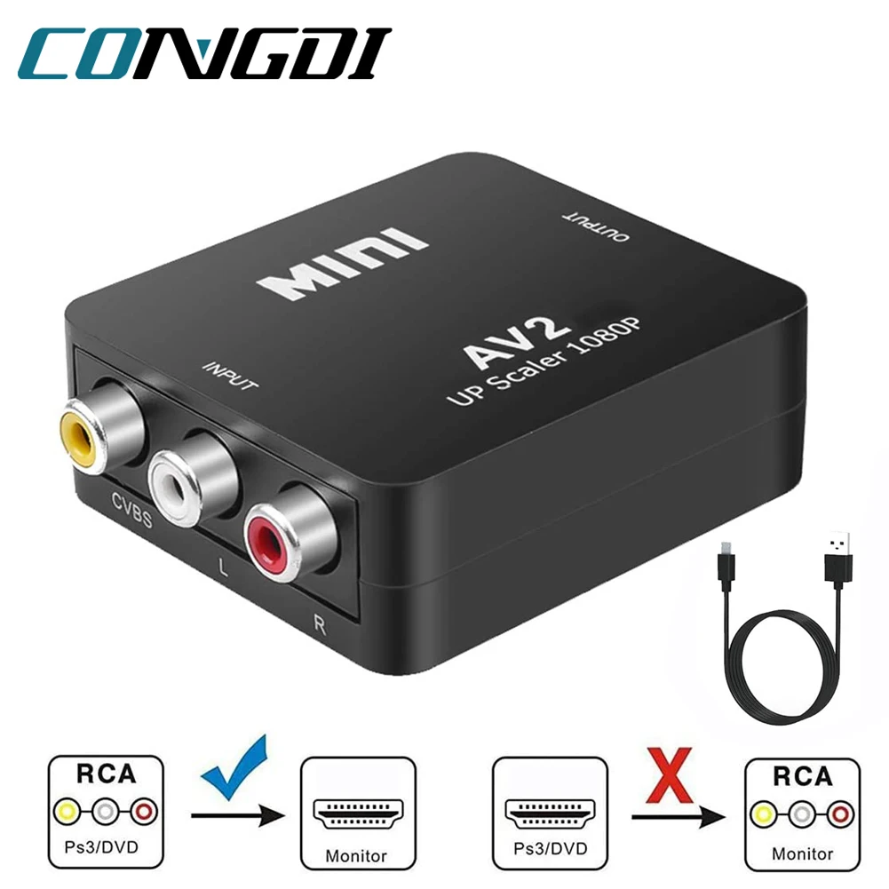 RCA-AV-to-HDMI-compatible-Converter-Box-Full-HD-1080P-Video-Composite ...