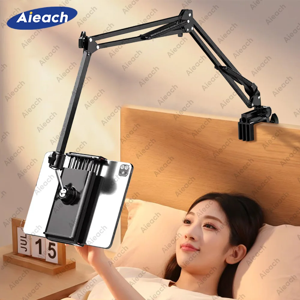 Tablet Holder For Bed With 90cm Metal Arm IPad Stand Tablet Bracket 360