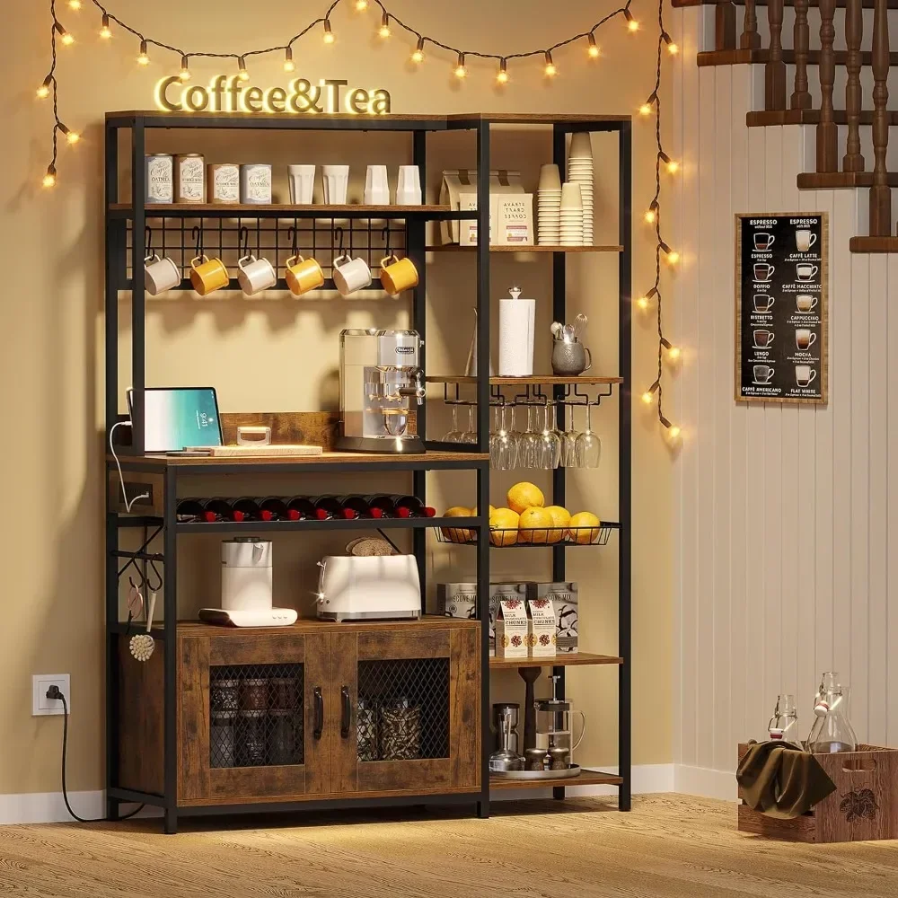 Kitchen-Cabinet-with-Power-Outlet-Kitchen-Microwave-Stand-Coffee-Bar ...