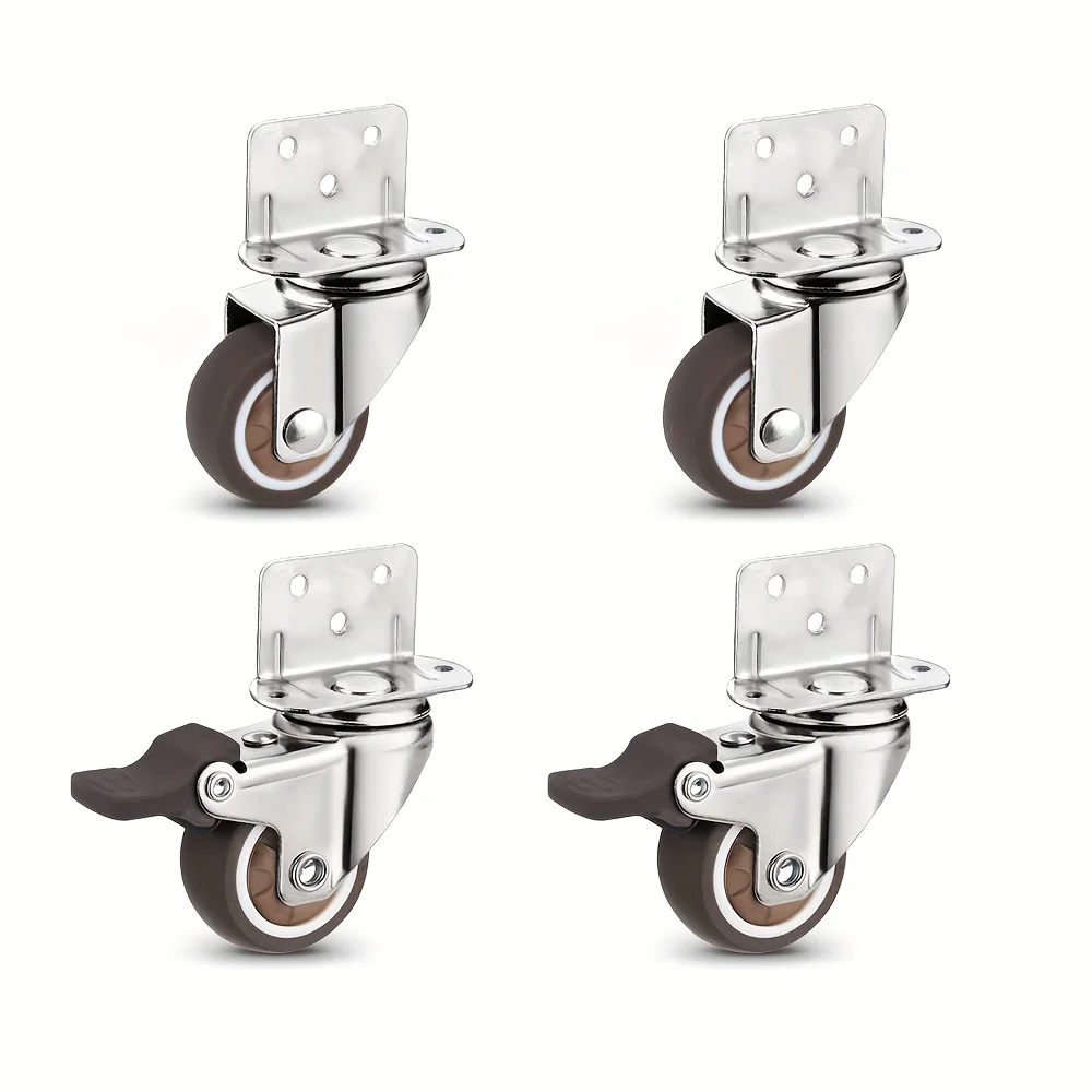 4-Pcs-L-Shaped-Side-Mount-Caster-Wheels-Soft-Rubber-Castors-Swivel ...