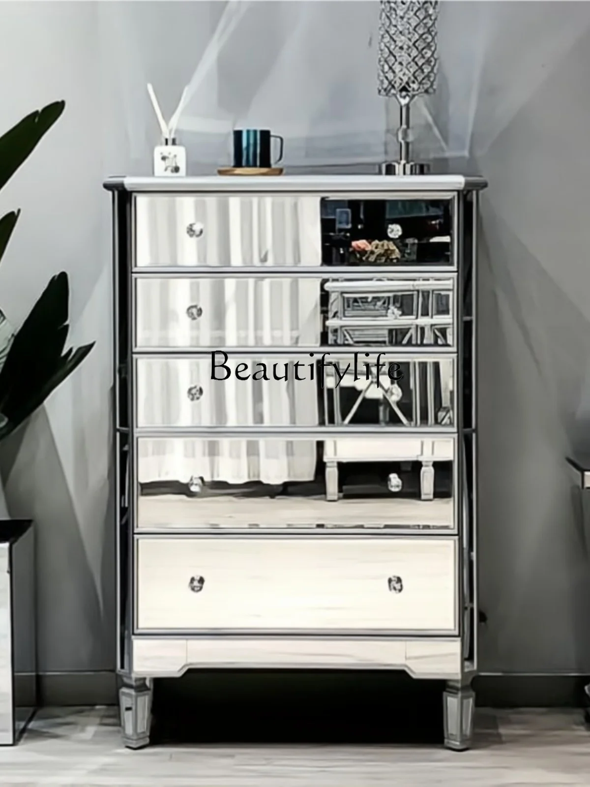 European-Entry-Lux-Chest-of-Drawers-Mirror-Storage-Cabinet-Bedroom ...