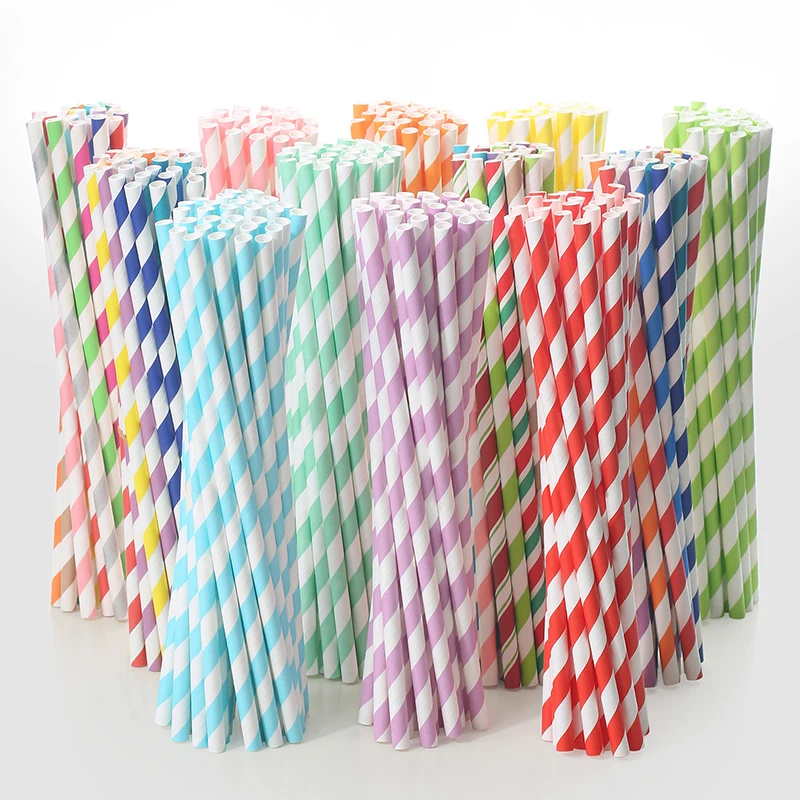 25pcs Mix colors Biodegradable Disposable Paper Straws Drinking Straws ...