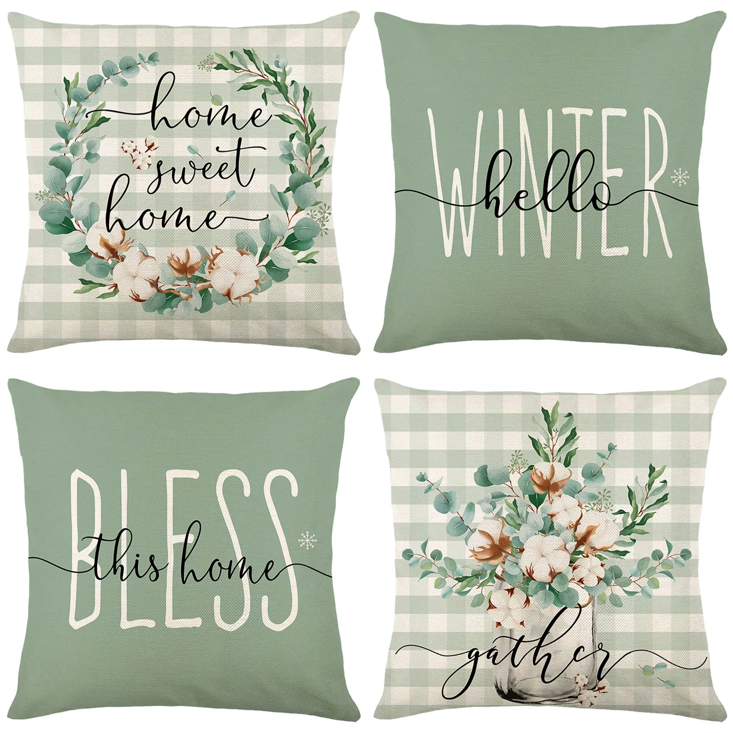 Sweet-Home-Pillow-Case-Bless-Letter-Wreath-Cotton-Linen-Pillow-Cover ...