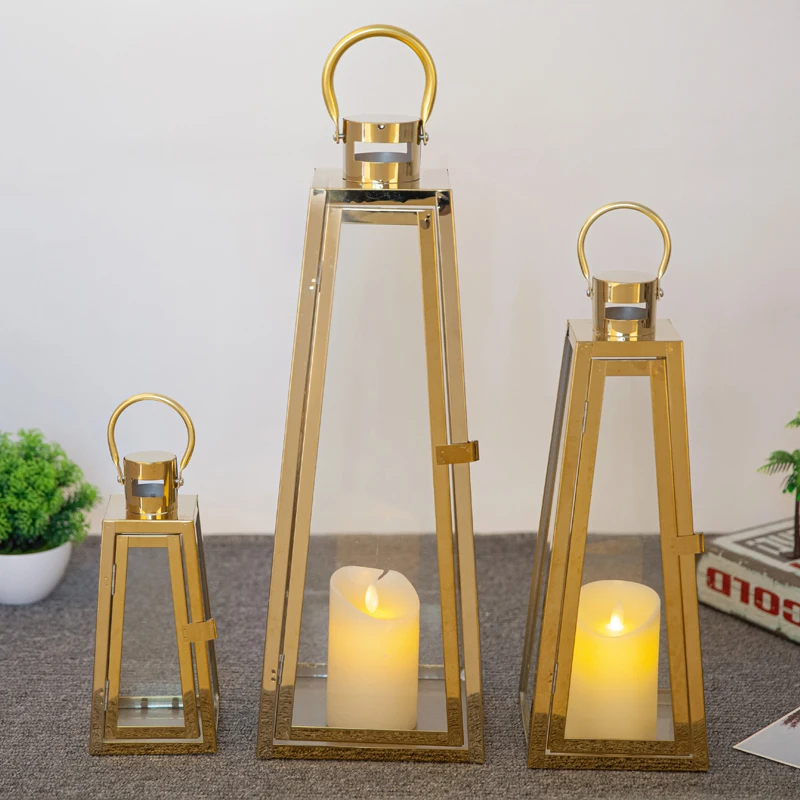 Metal-Windproof-Candle-Holder-Modern-Glass-Hurricane-Lantern-Wedding ...