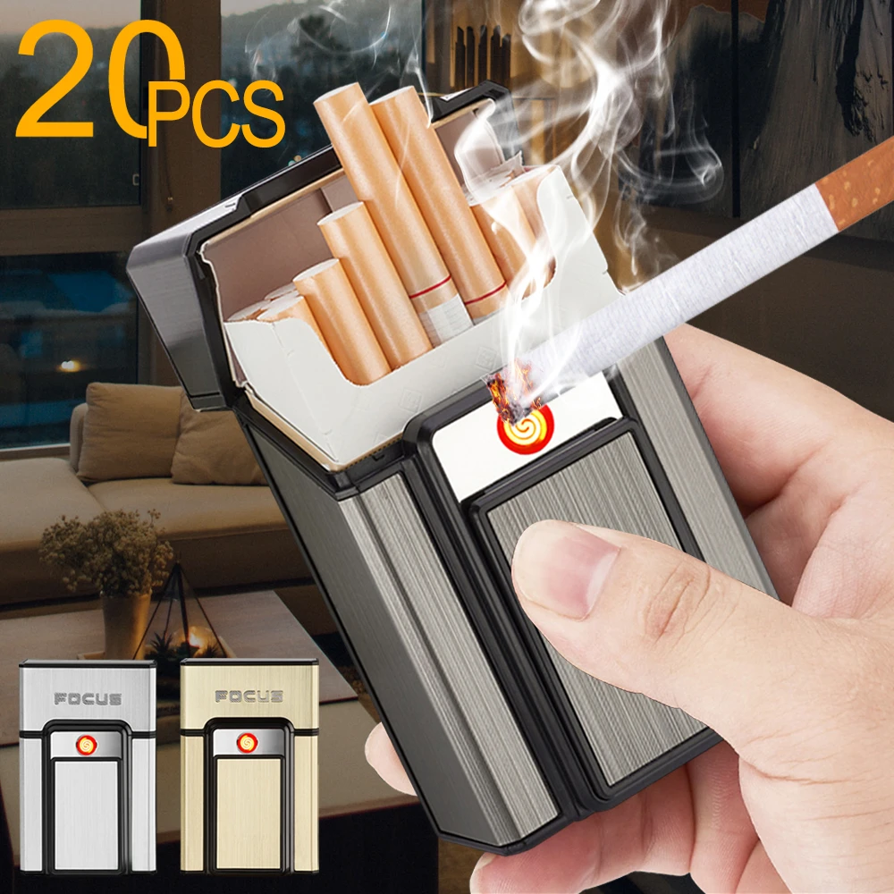 New-Creative-Portable-USB-Rechargeable-Lighter-Cigarette-Case-Windproof ...