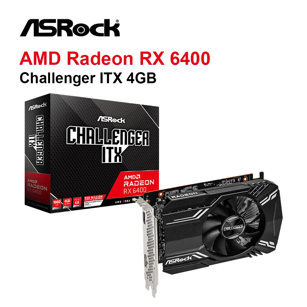 ASROCK 새로운 Radeon RX 6400 RX6400 4GB GDDR6 64 비트 비디오 카드, AMD GPU 그래픽 카드 ...