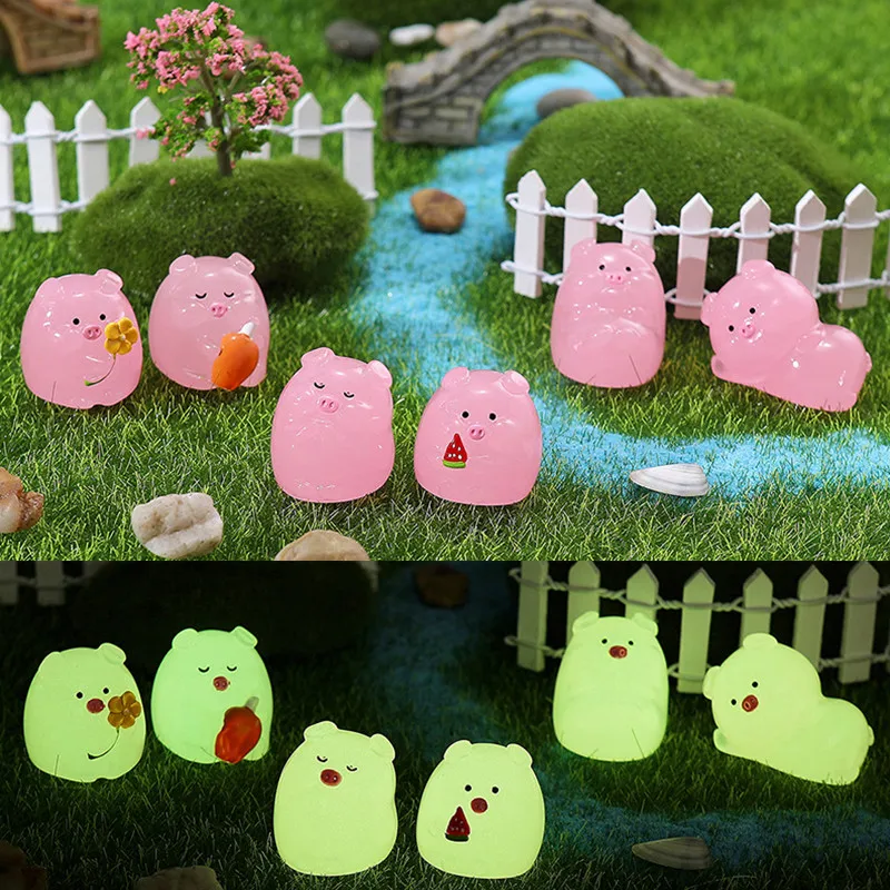 6Pcs-Resin-Luminous-Pigs-Desktop-Ornament-6-Postures-Pink-Piggy-Home ...