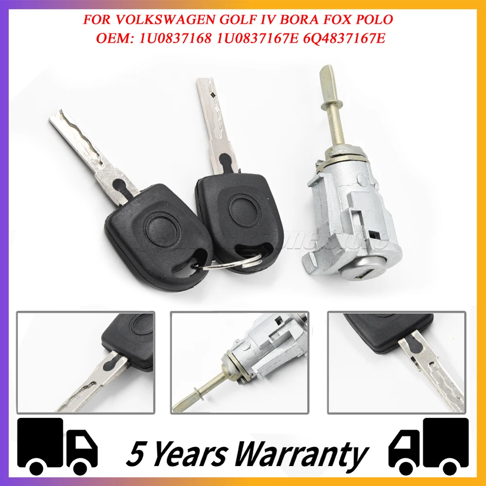 FOR VOLKSWAGEN GOLF IV BORA FOX POLO FRONT DOOR LOCK BARREL WITH 2 KEYS ...