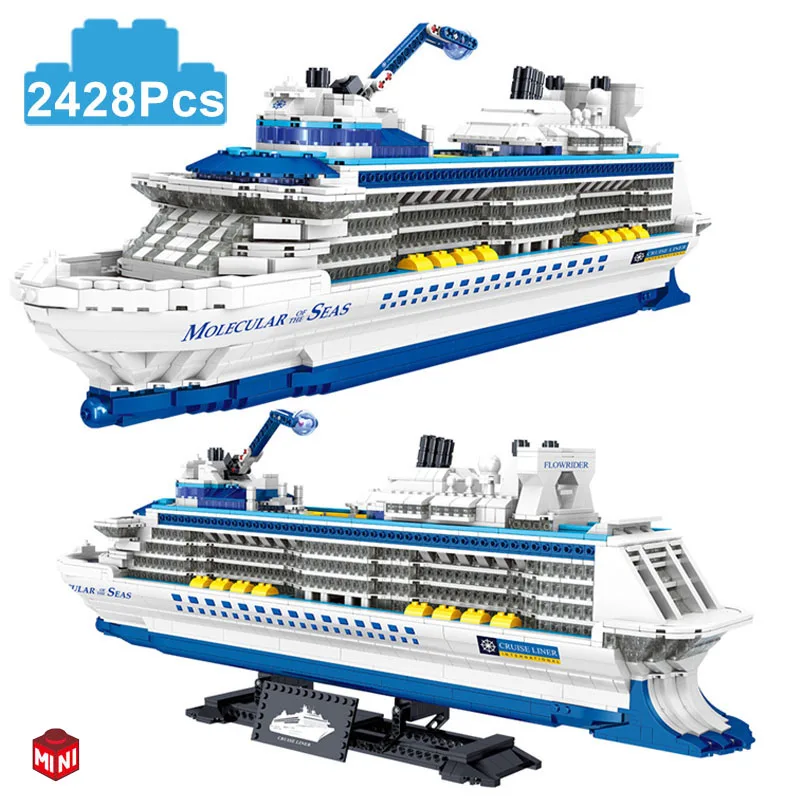 City 2428Pcs Cruise Liner Ship Sailing Boat Mini Model Building Blocks ...