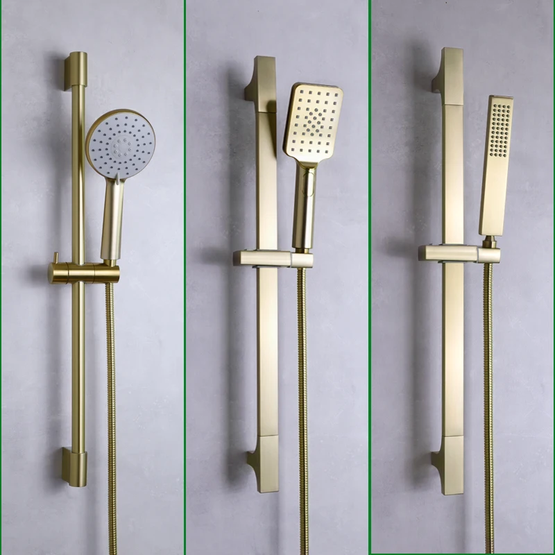 Slide Bar Hand Shower Set Brushed Matt Gold 3 Functions Handheld Shower ...