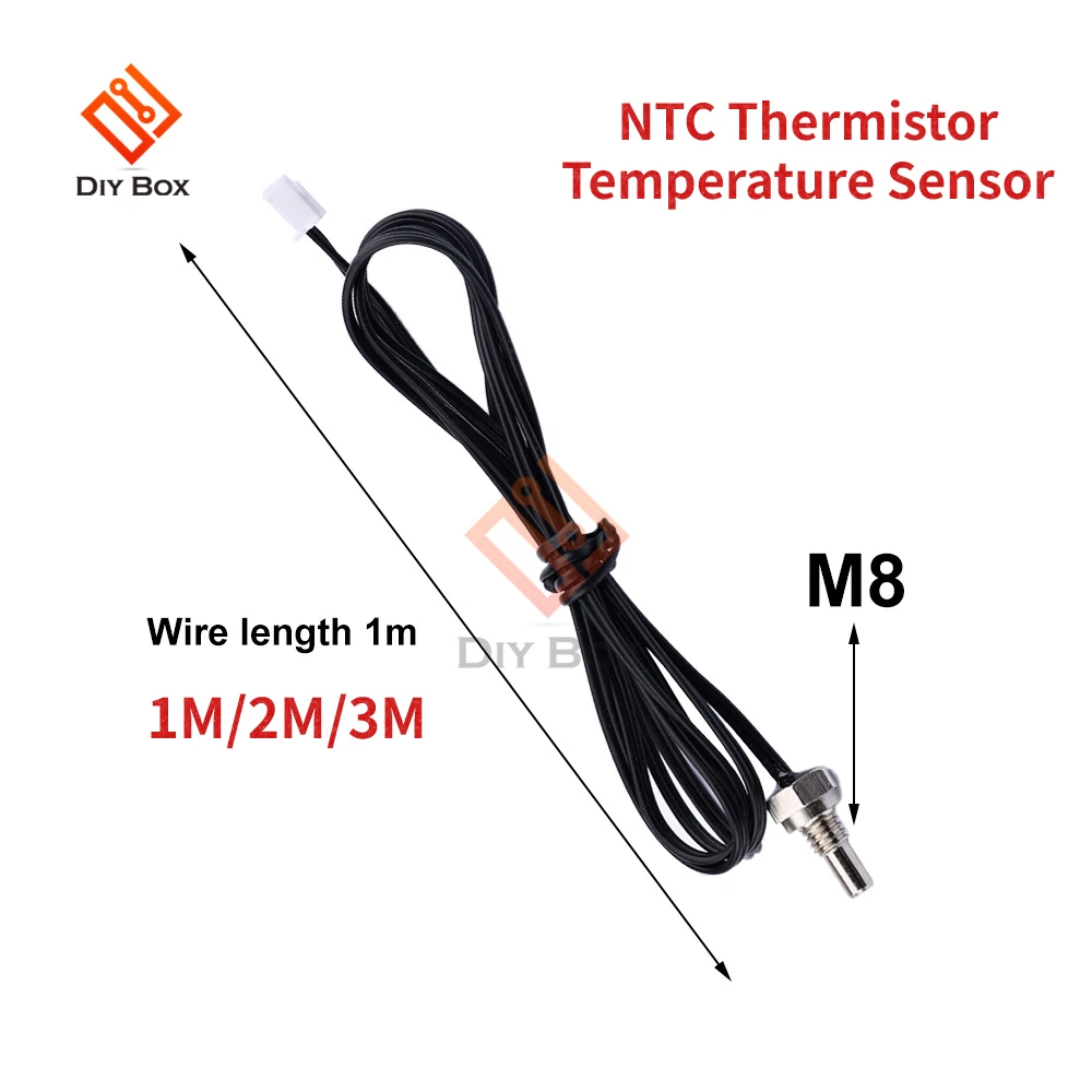 1M-2M-3M-NTC-Thermistor-Temperature-Sensor-Waterproof-Probe-Wire-10K-M8 ...