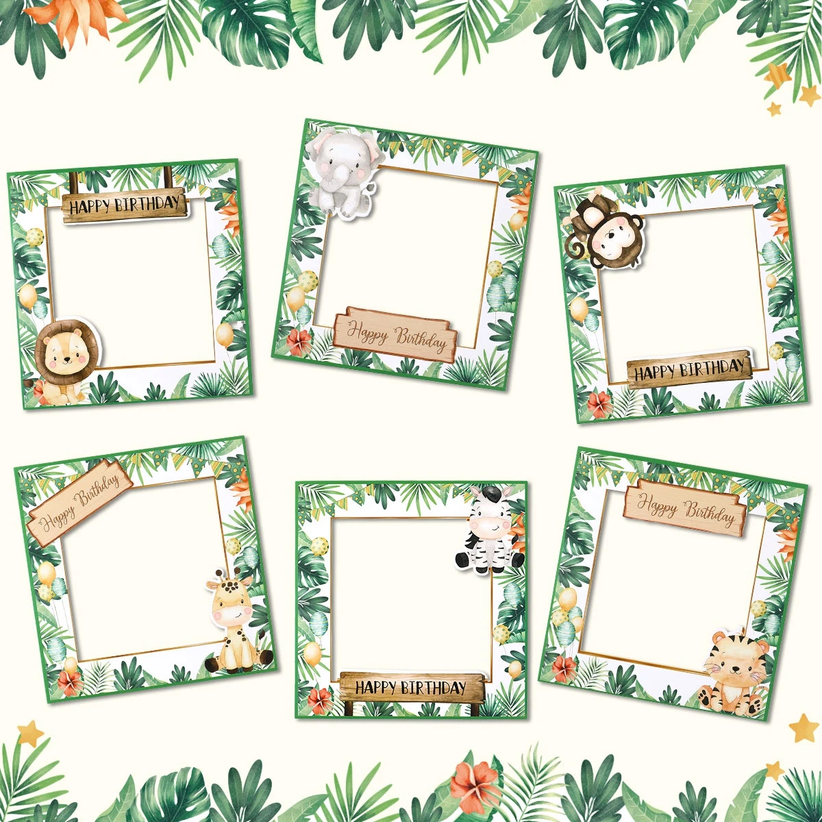 Jungle-Animals-Frame-Photo-Prop-Wild-One-Safari-Party-Decoration-for ...