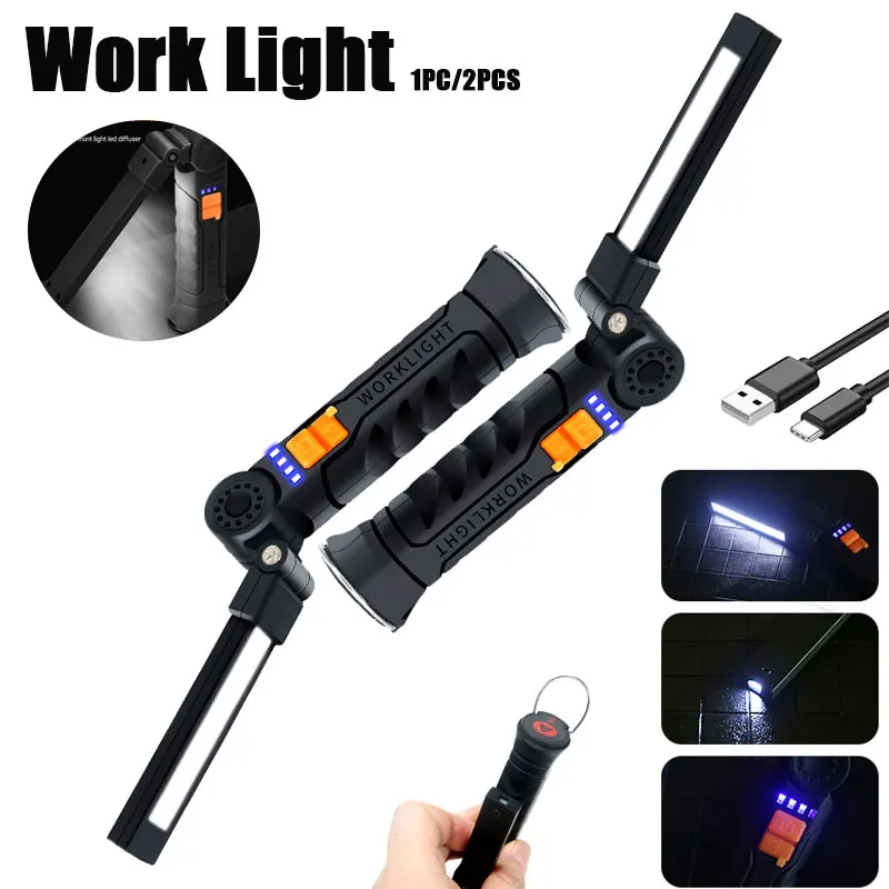 Portable Rechargeable 360° Rotating Work Light With Magnetic Base Hook ...
