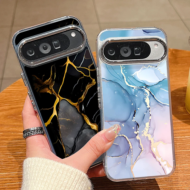 Colored Marble Print Phone Case For Google Pixel 10 9 Pro XL 10 9 8 7 ...