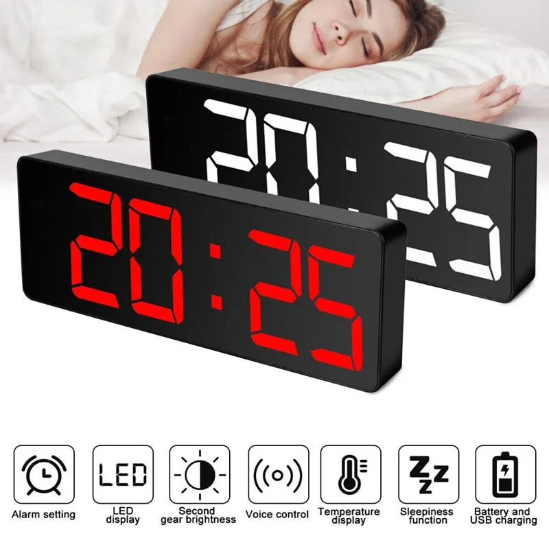 Часы электронные ночные с календарём и подсветкой 12 24 часа Aliexpress