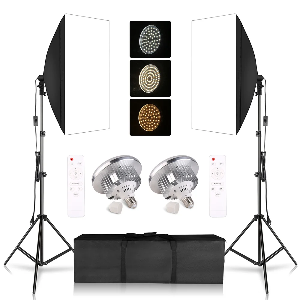50x70cm Photography Softbox Lighting Kits Professional Continuous Light ...