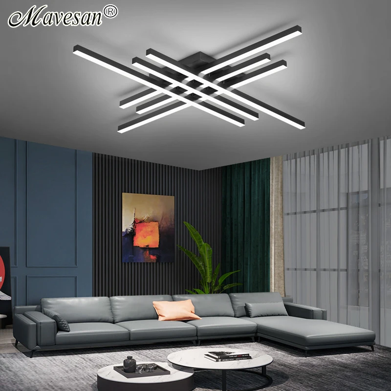 Long-Strip-LED-Chandelier-Ceiling-Lamp-New-Modern-Living-Dining-Room ...