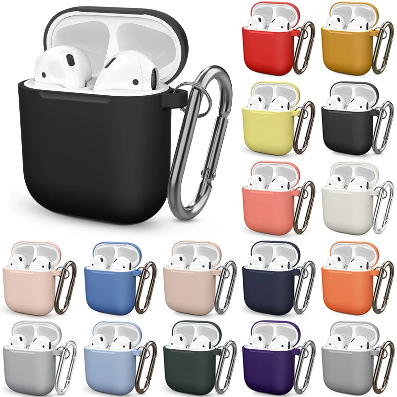 Silicone Solid Color Cases For Apple AirPods 2 cover Wireless bluetooth ...