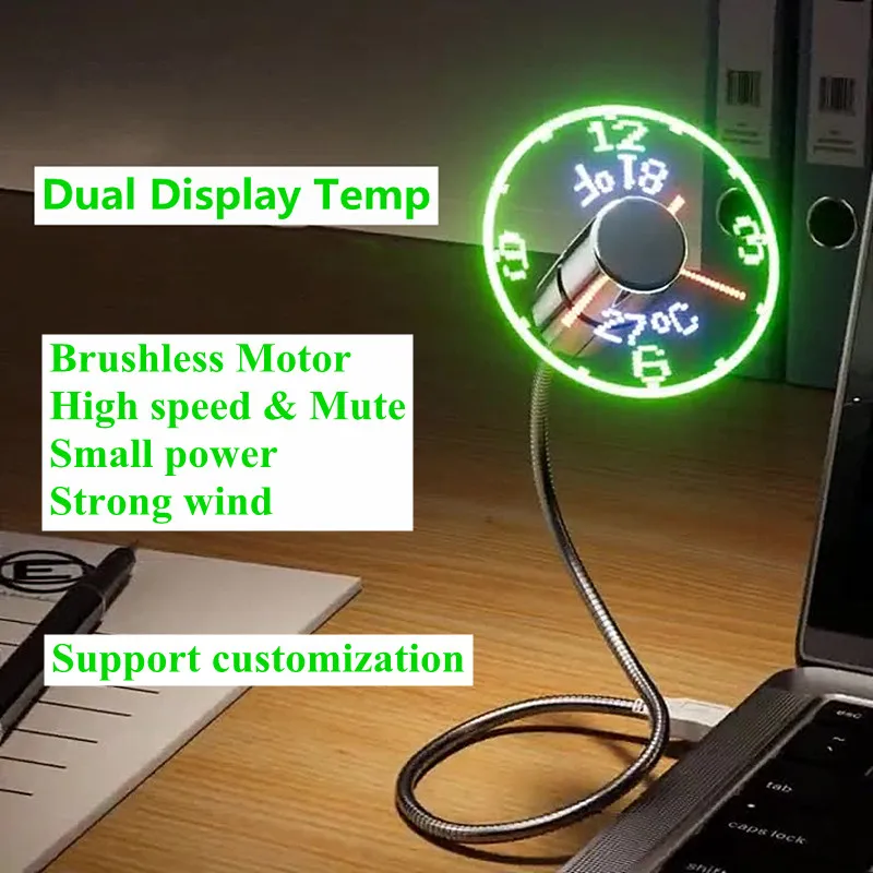 Mute-Small-Usb-Gadgets-Clock-Fans-With-Brushless-Motor-High-Speed-Time ...