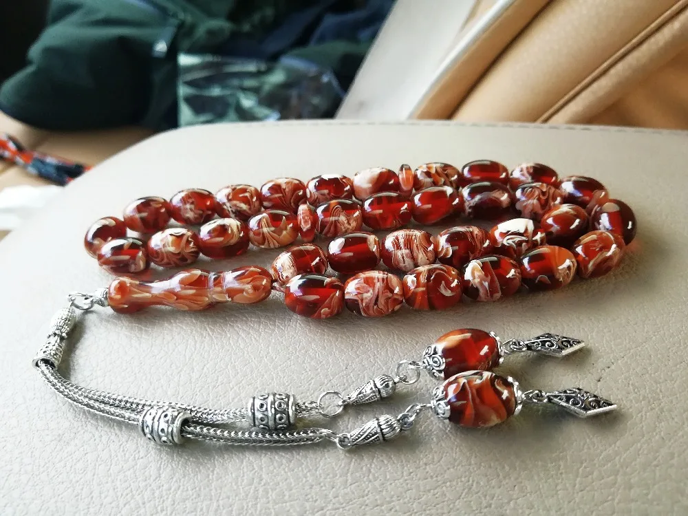 Islamic 33 Imitation Amber Color Prayer Beads Rosary Muslim Tasbih ...