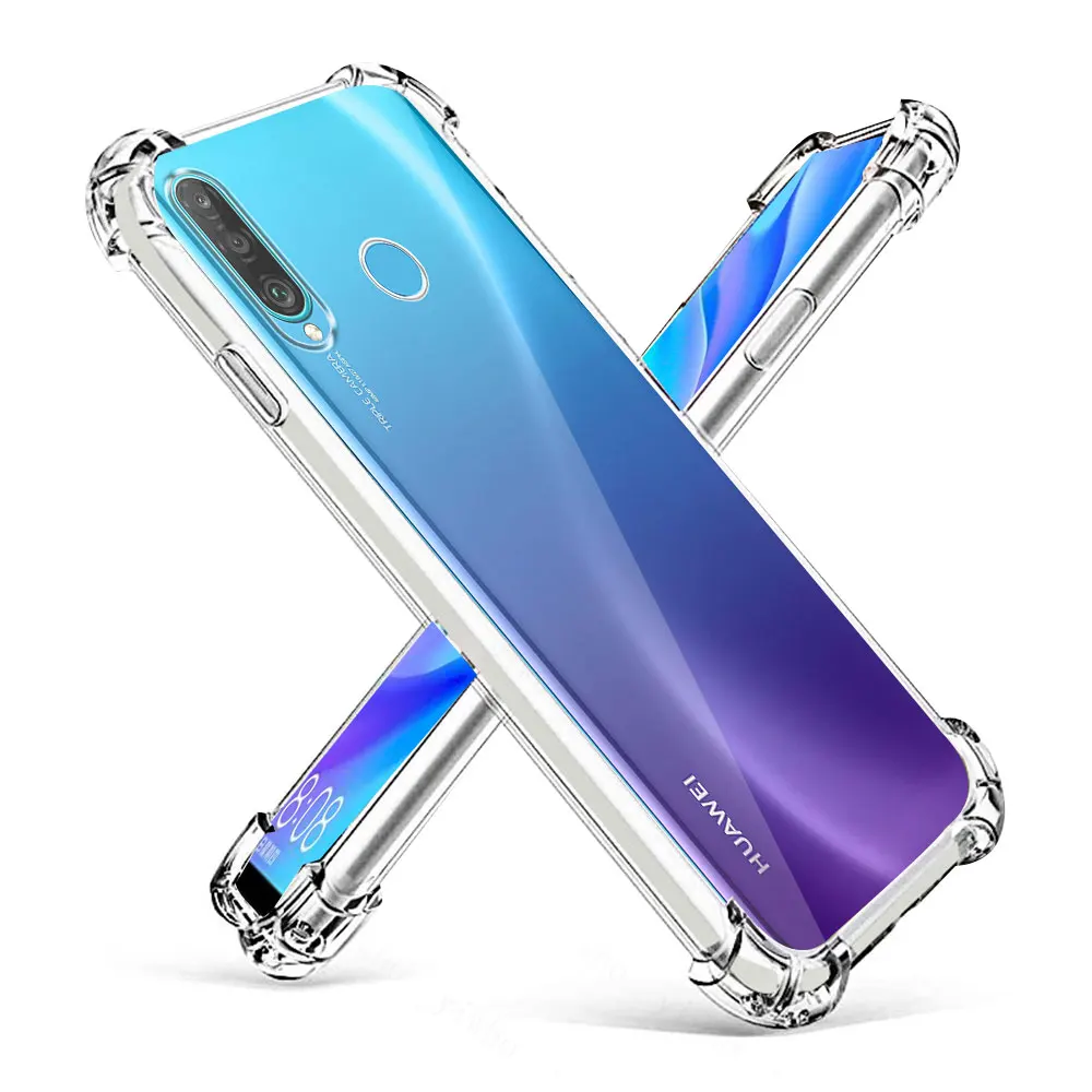 For Huawei P30 Lite Case Clear Shockproof Silicone Soft Phone Cover ...