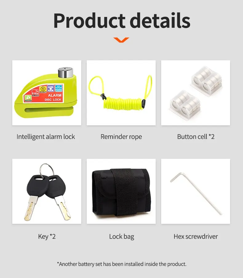 Motorcycle Accessories Motorcycle Bicycle Lock Alarm Safety Protection ...