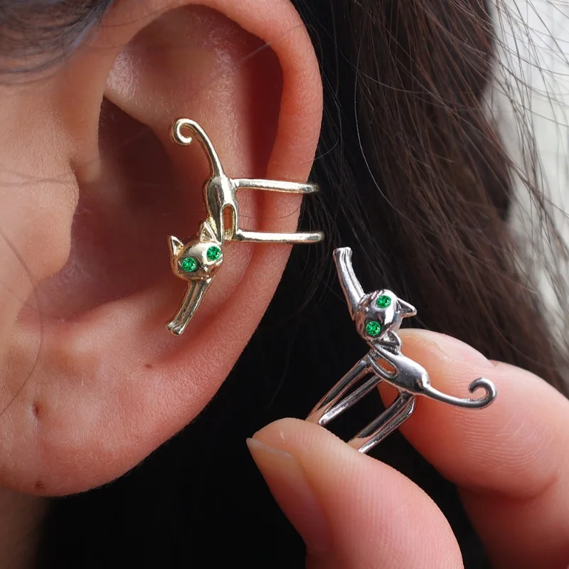 Fashion-Funny-Cat-Ear-Clips-for-Women-Exquisite-Green-Eyes-Cute-Animal ...