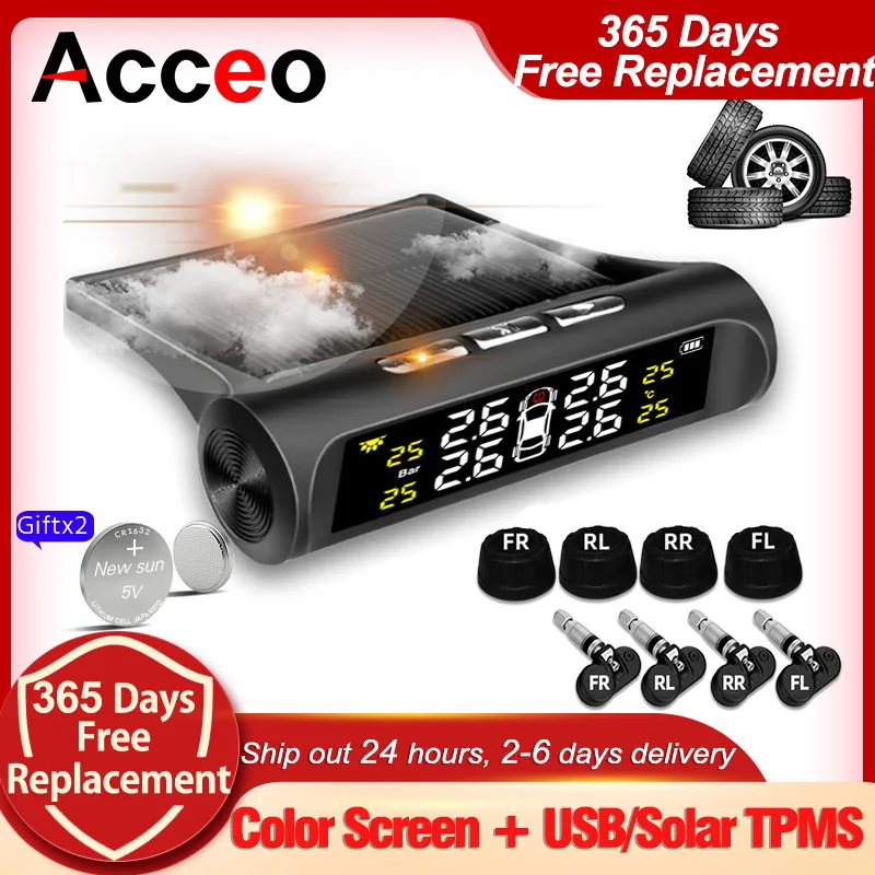 Acceo-K01-Intelligent-TPMS-Solar-Tyre-Pressure-Monitoring-System-Parking-Sensors-For-Cars ...