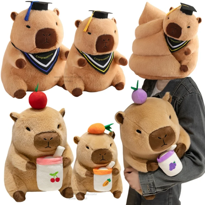 Cute-Hug-Boba-Tea-Capybara-Plushie-Stuffed-Cartoon-Swag-Graduation ...