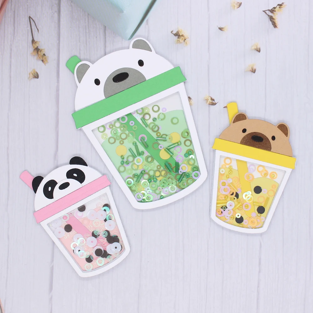 Kscraft Cute Boba Drink Shaker Metal Cutting Dies Stencils For Diy ...