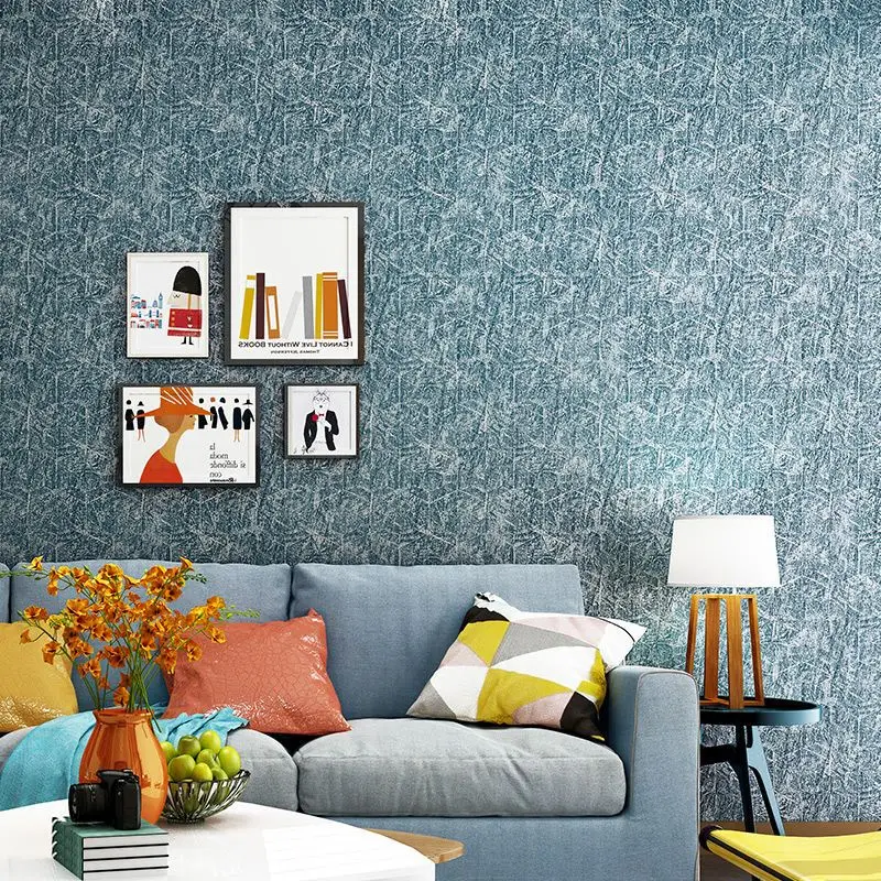 Modern Dark Pattern Wallpapers Home Decor Non Woven Blue Beige Solid ...