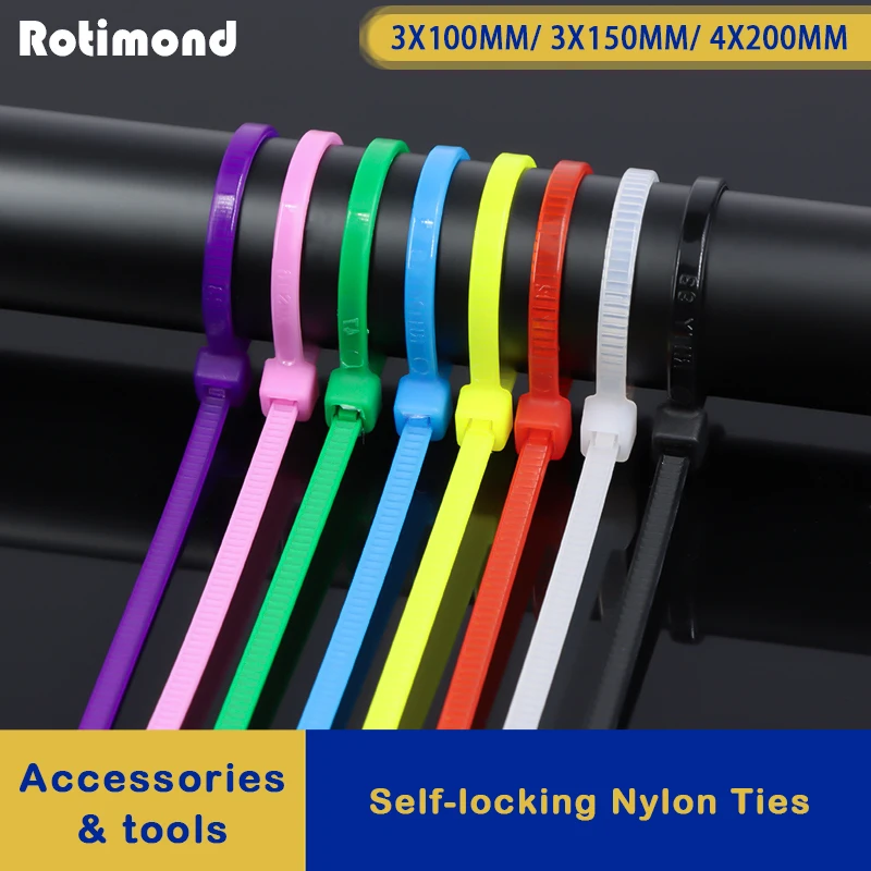 Self-Locking-Cable-Ties-Nylon-100-150-200mm-Multicolour-Plastic-Zip ...