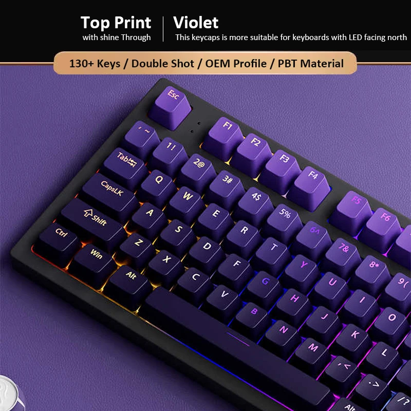 130-Keys-Gradient-Violet-Shine-Through-Keycaps-OEM-Profile-RGB-Backlit ...